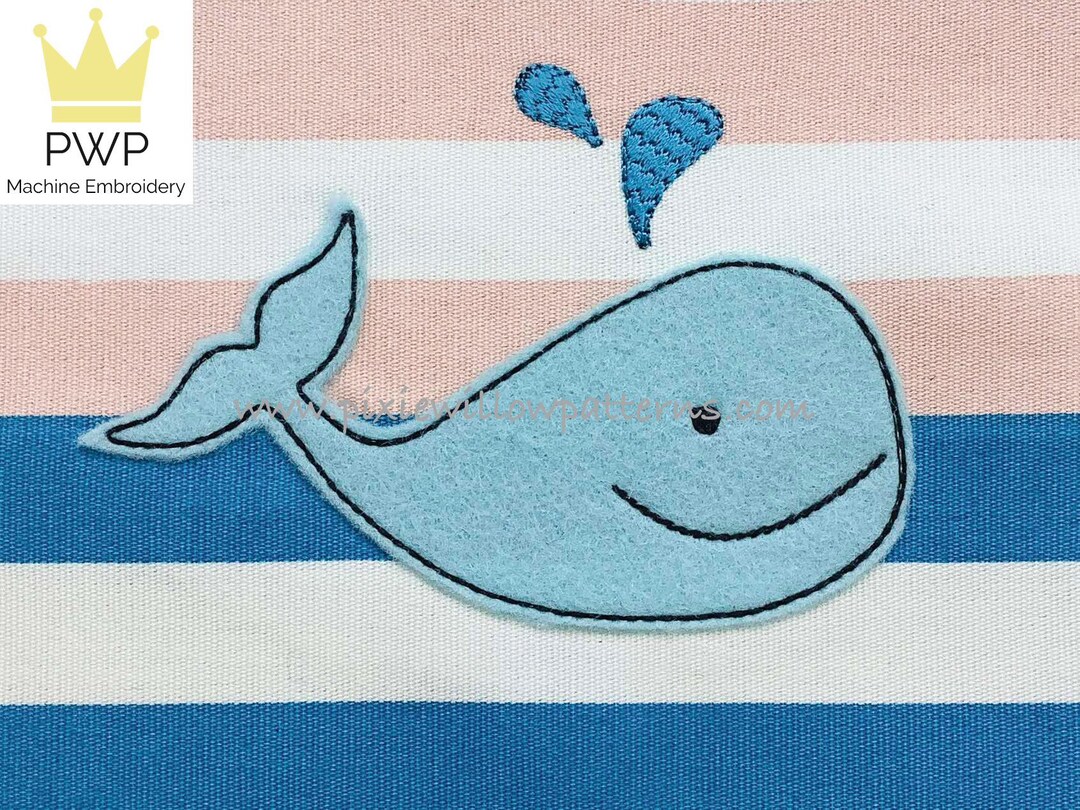 Whale Applique Embroidery Machine Design. Applique Pattern for 5x7 ...