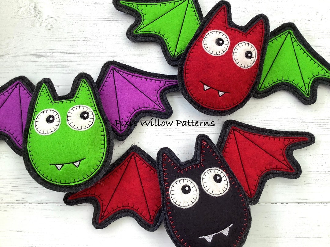 ITH Bat Pattern. in the Hoop Machine Embroidery Design of a Felt Bat ...