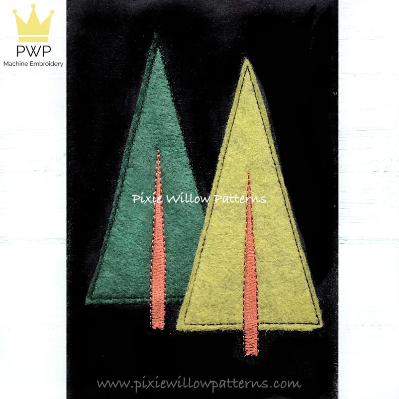 4x Woodland Trees Applique Design. Machine Embroidery Applique Patterns ...