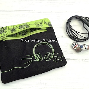 In the Hoop Earbud Pouch Pattern. ITH Machine Embroidery Design of ...