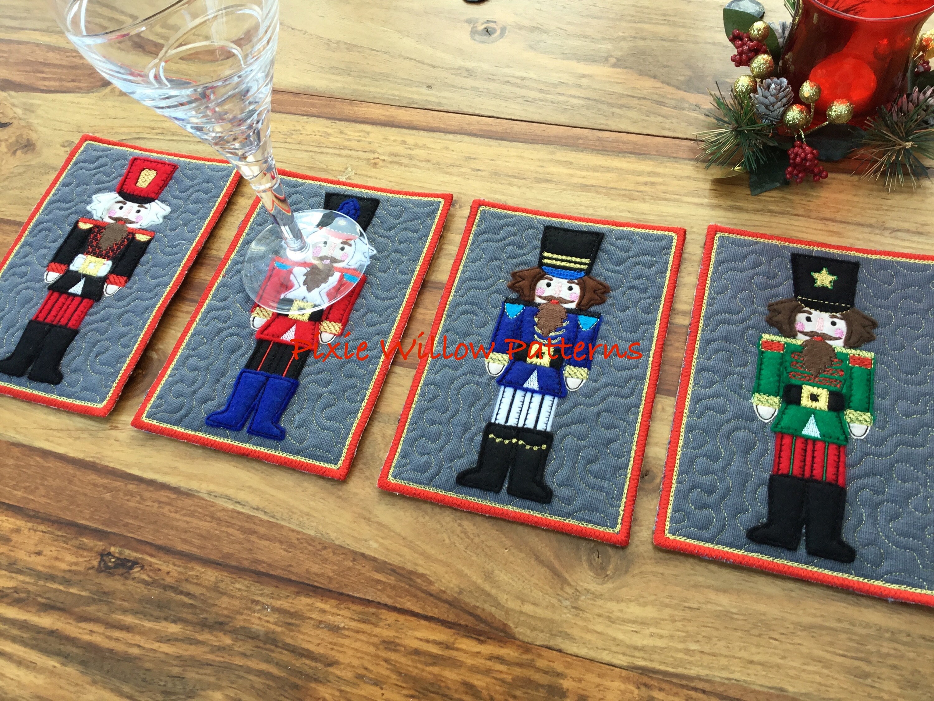 ITH In the hoop Set of 4 Nutcracker Soldier Mug Rugs 5x7 | Etsy