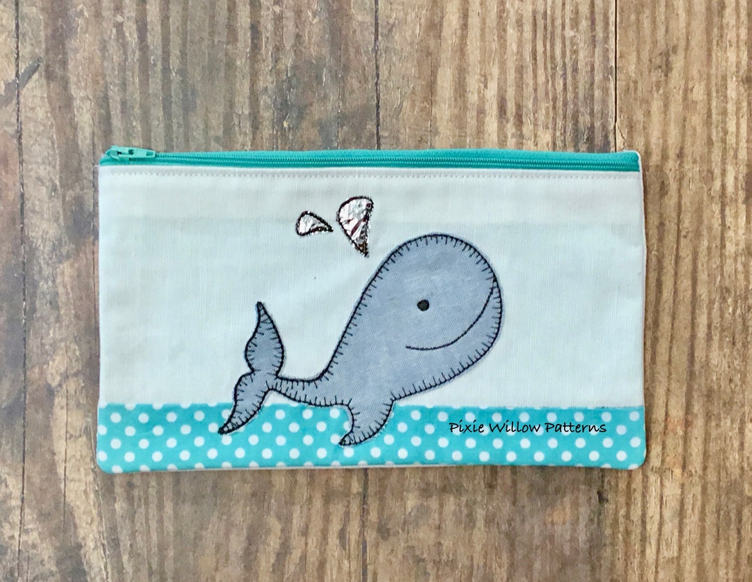 ITH Whale Appliqué Zipper Bag: Machine Embroidery Pattern (for 5x7 ...