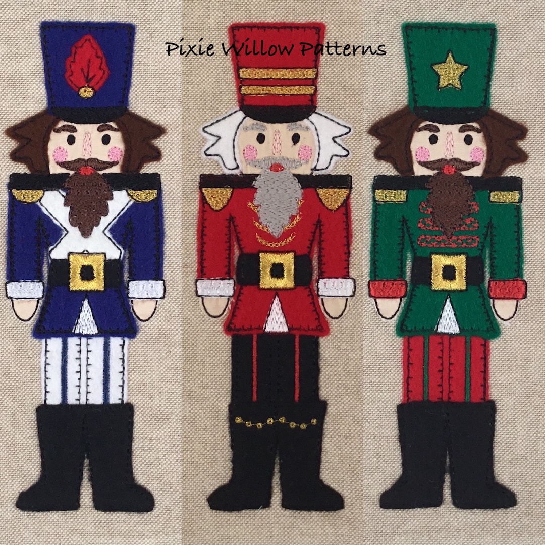 Set of 3 Nutcracker Applique Set: Machine Embroidery Patterns for 5x7 ...