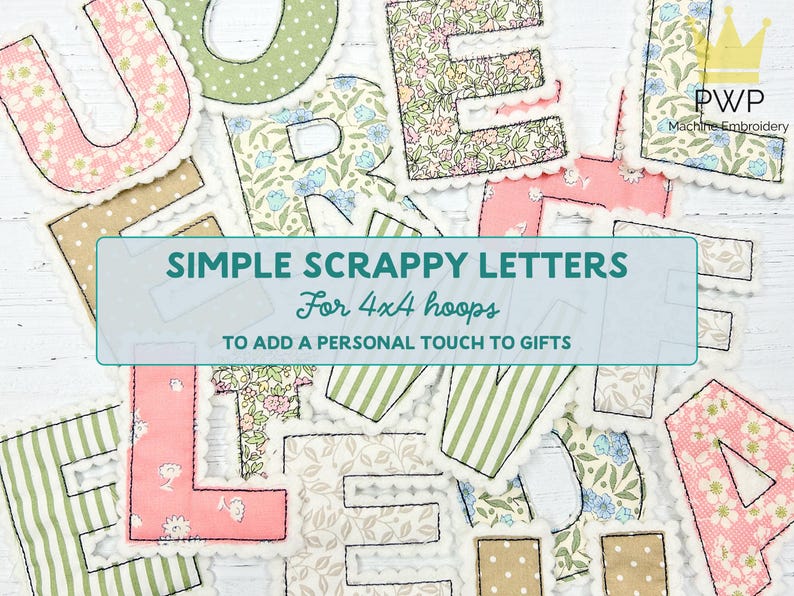 Complete Alphabet. Simple Scrappy Letters for 4x4 Hoops. Machine ...
