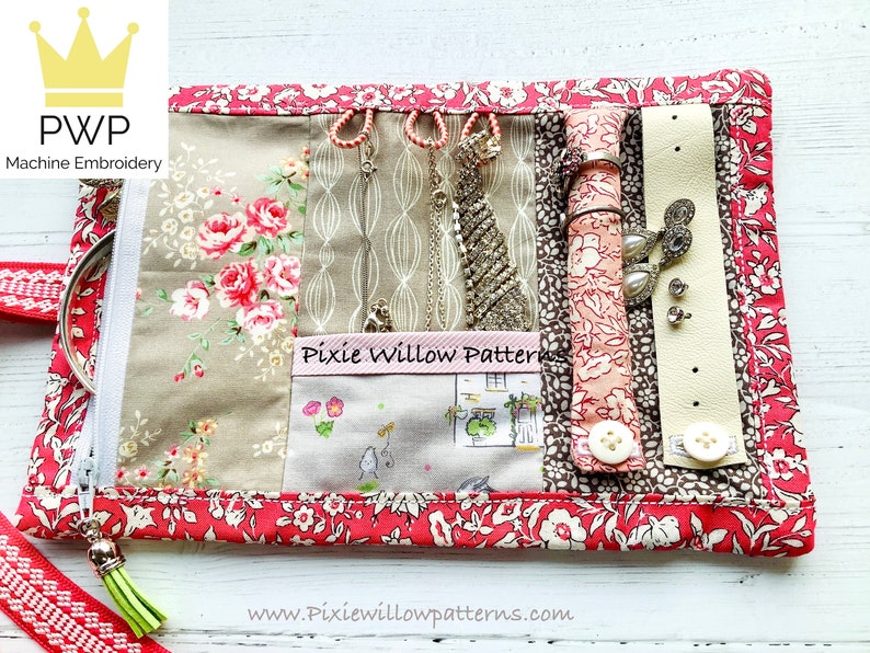 ITH Travel Jewelry Roll Pattern: Machine Embroidery Design for 7.9x11 ...