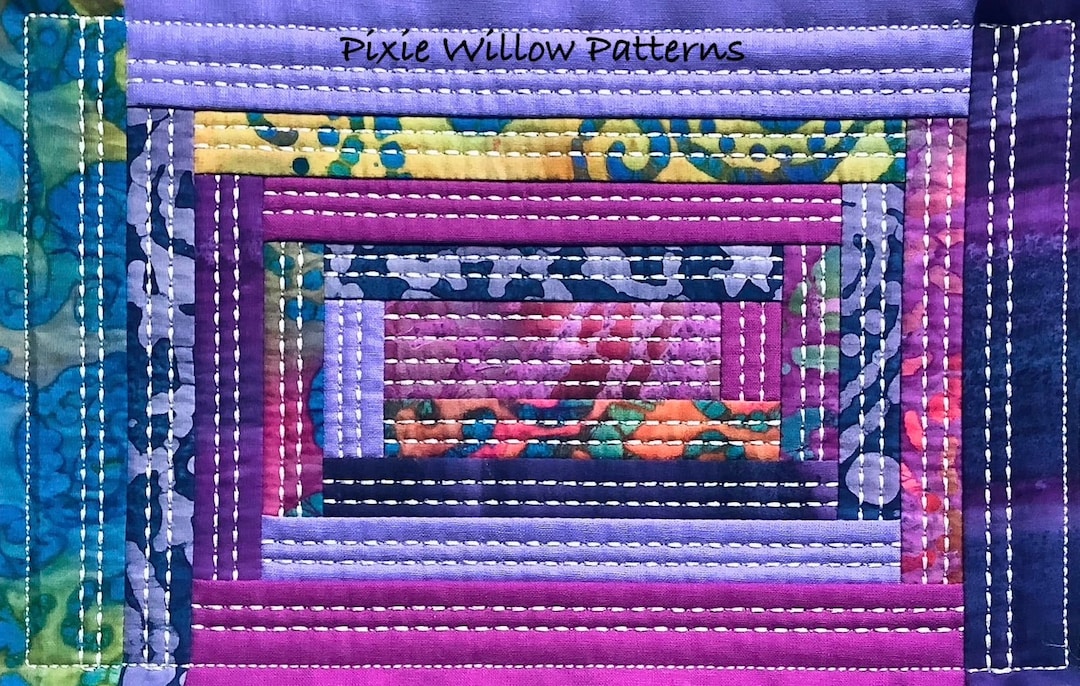 Log Cabin Quilt Block Embroidery Design With Sashiko Stitching (for ...