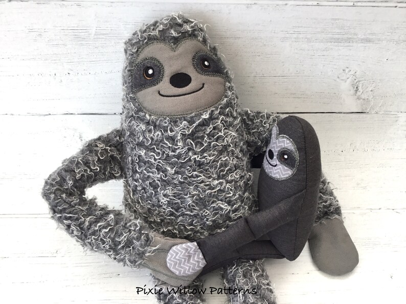 ITH Sloth. in the Hoop Sloth Stuffie Pattern for 5x7, 6x10, 7x12 and ...