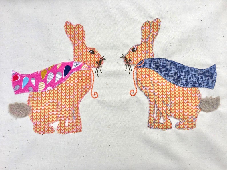 ITH Raw Edge Applique Hare Machine Embroidery Designs 5x7 8x8 - Etsy UK