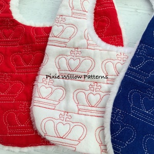 ITH Bib Pattern With Crown Quilting. in the Hoop Bib Design for 6x10, 7 ...