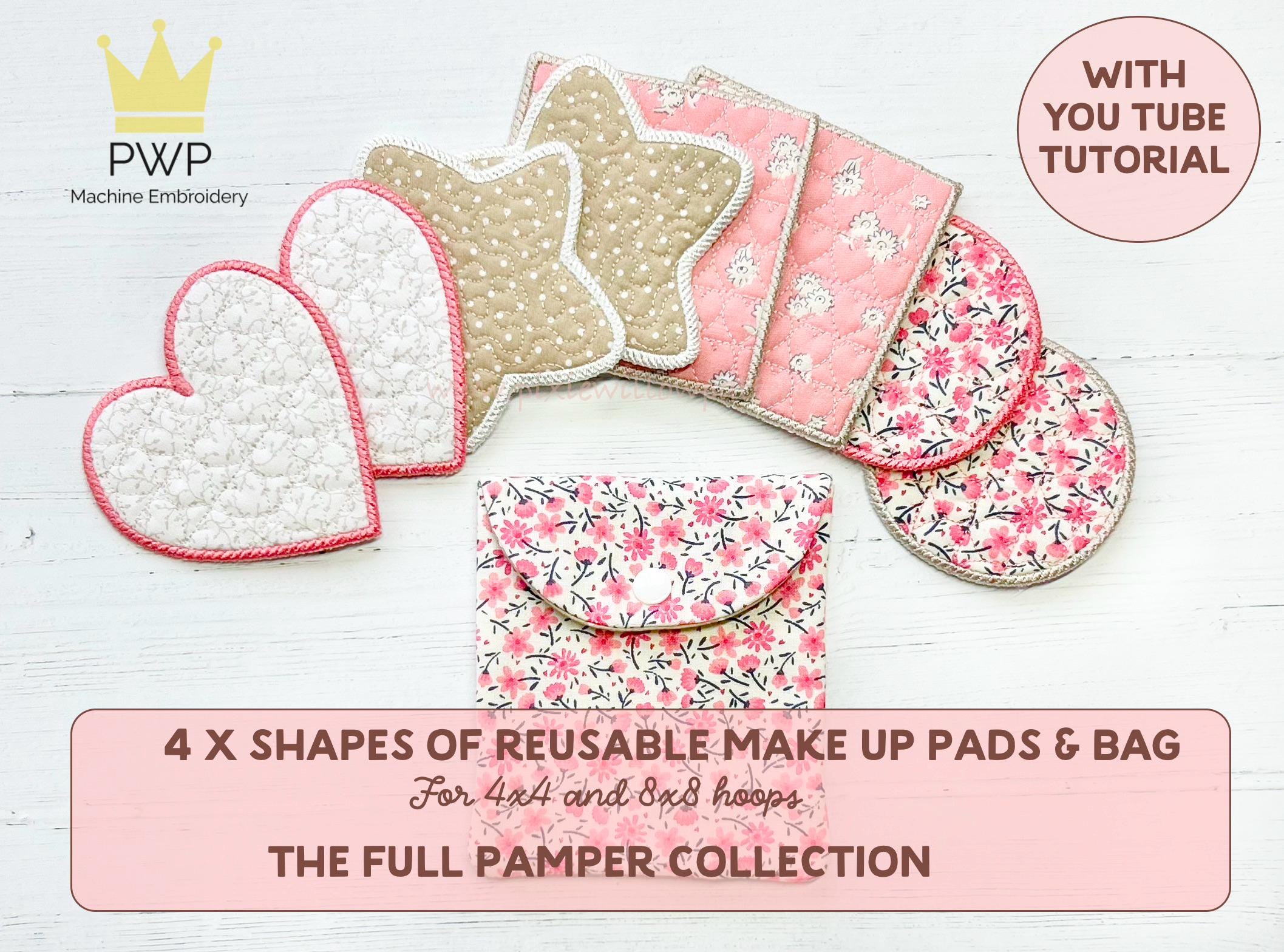 Pamper Bundle. 4x Reusable Makeup Remover Pads Patterns PLUS Bag. ITH ...
