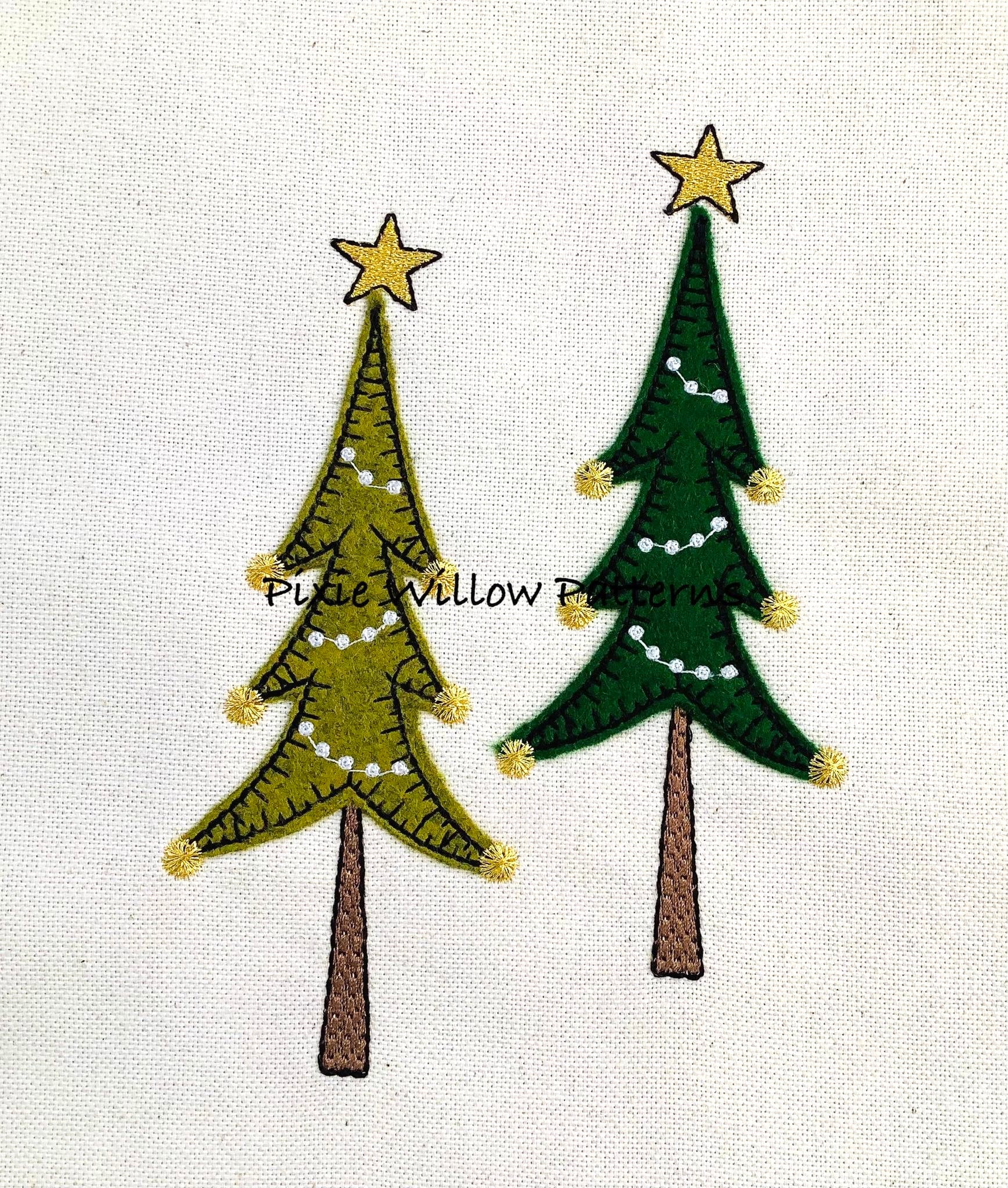 Christmas Tree Applique Design. Machine Embroidery Pattern for 5x7 ...