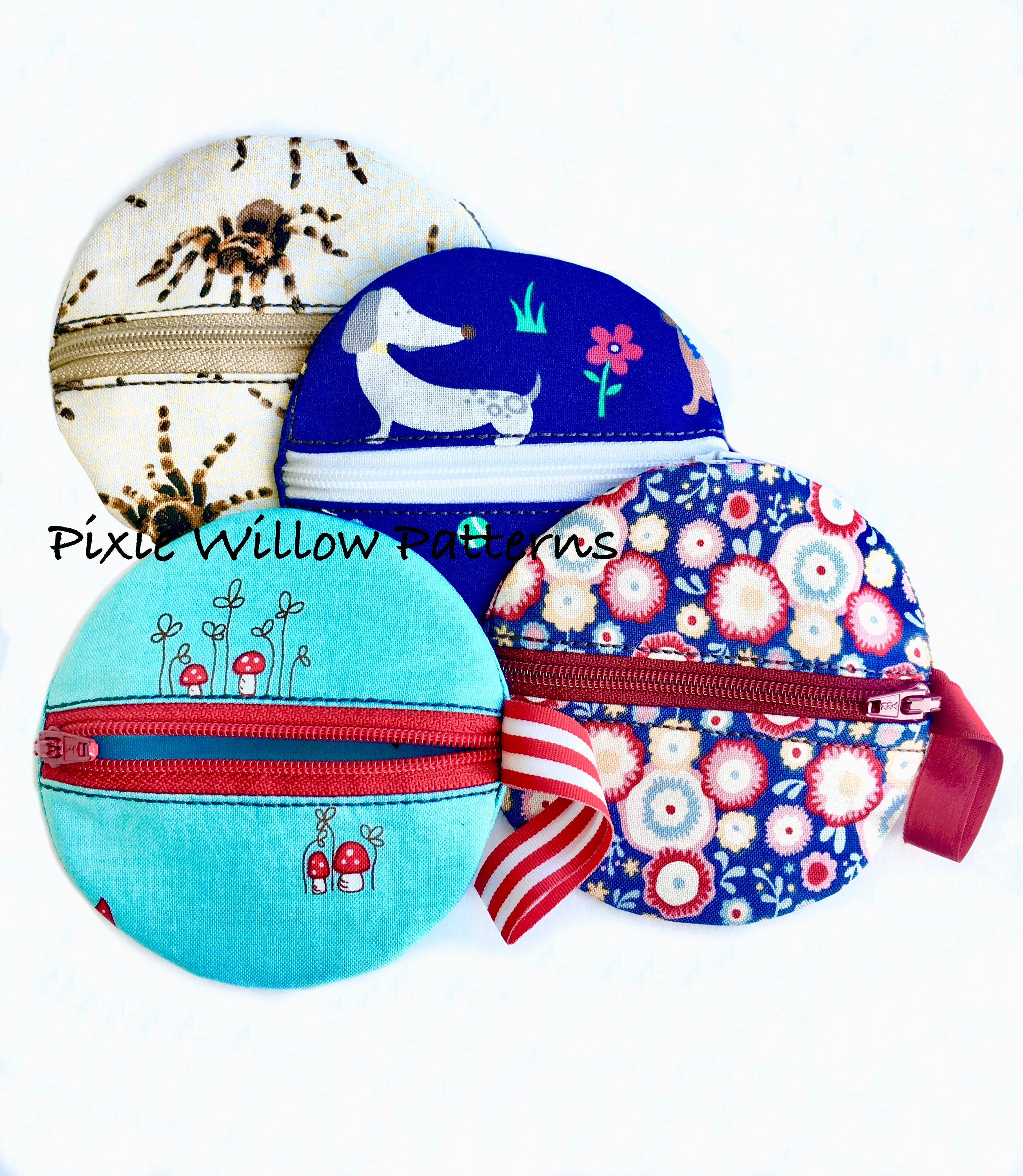 Two Circle Zip Pouch Patterns for 4x4 Hoops. Lined and Unlined in the ...