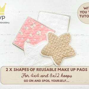2x Shapes of Reusable Make up Pads for 4x4 and 8x12 Hoops. in the Hoop ...