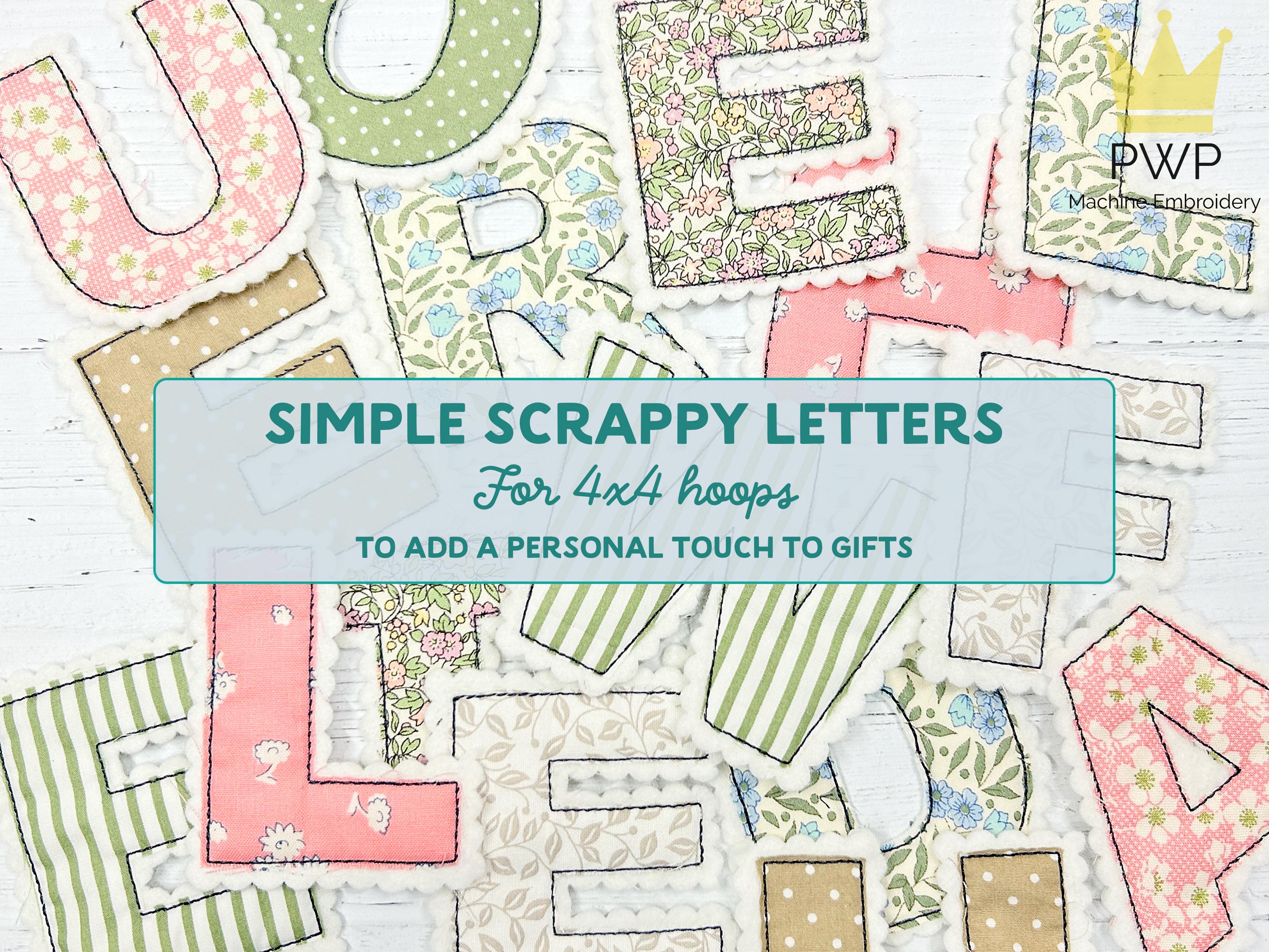 Complete Alphabet. Simple Scrappy Letters for 4x4 Hoops. Machine ...
