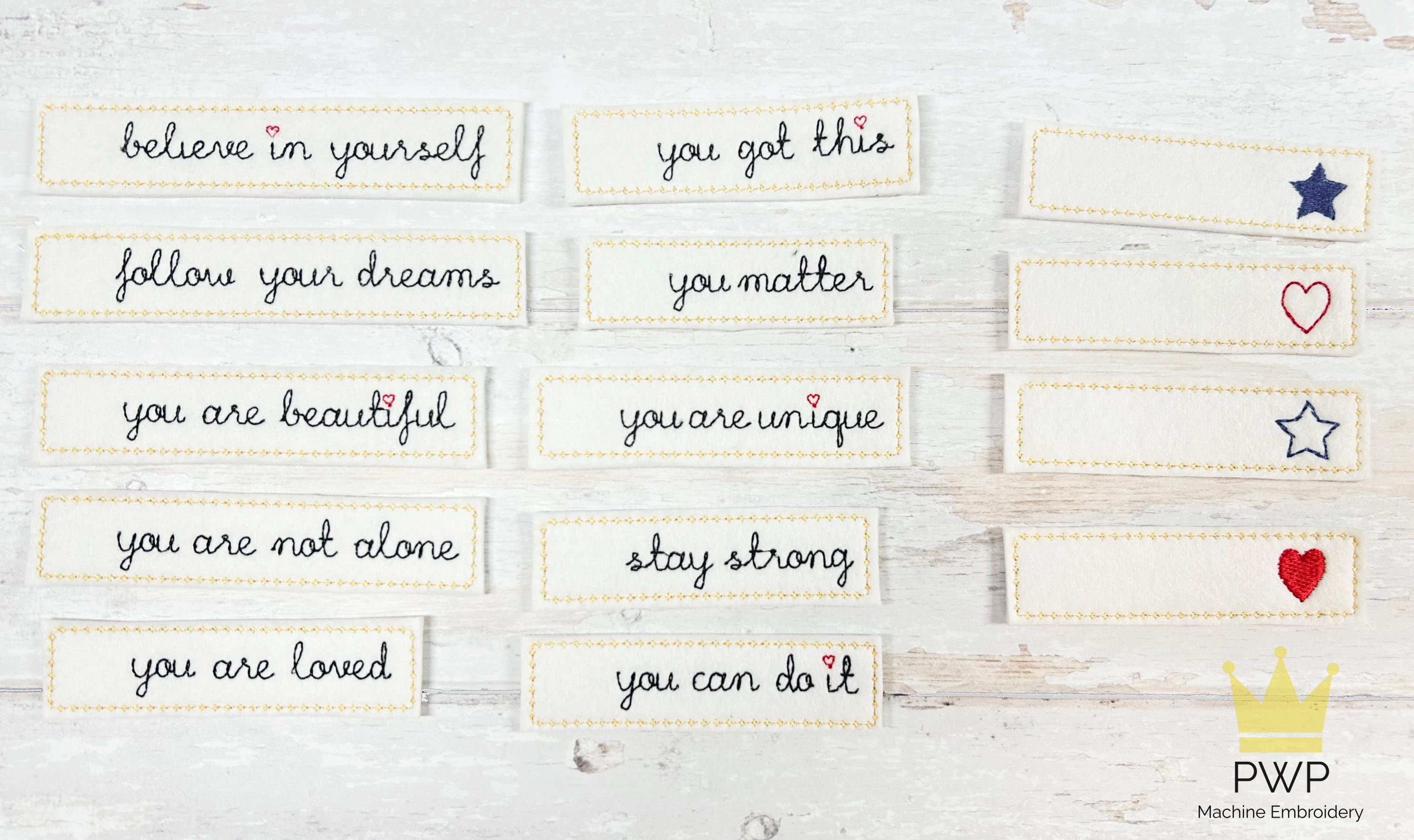 Positive Affirmations Notes. 16 Tags for 6x10 Hoops. Machine Embroidery ...