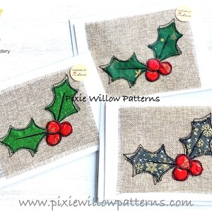 Holly Applique Pattern: Machine Embroidery Design for 5x7 Hoops - Etsy
