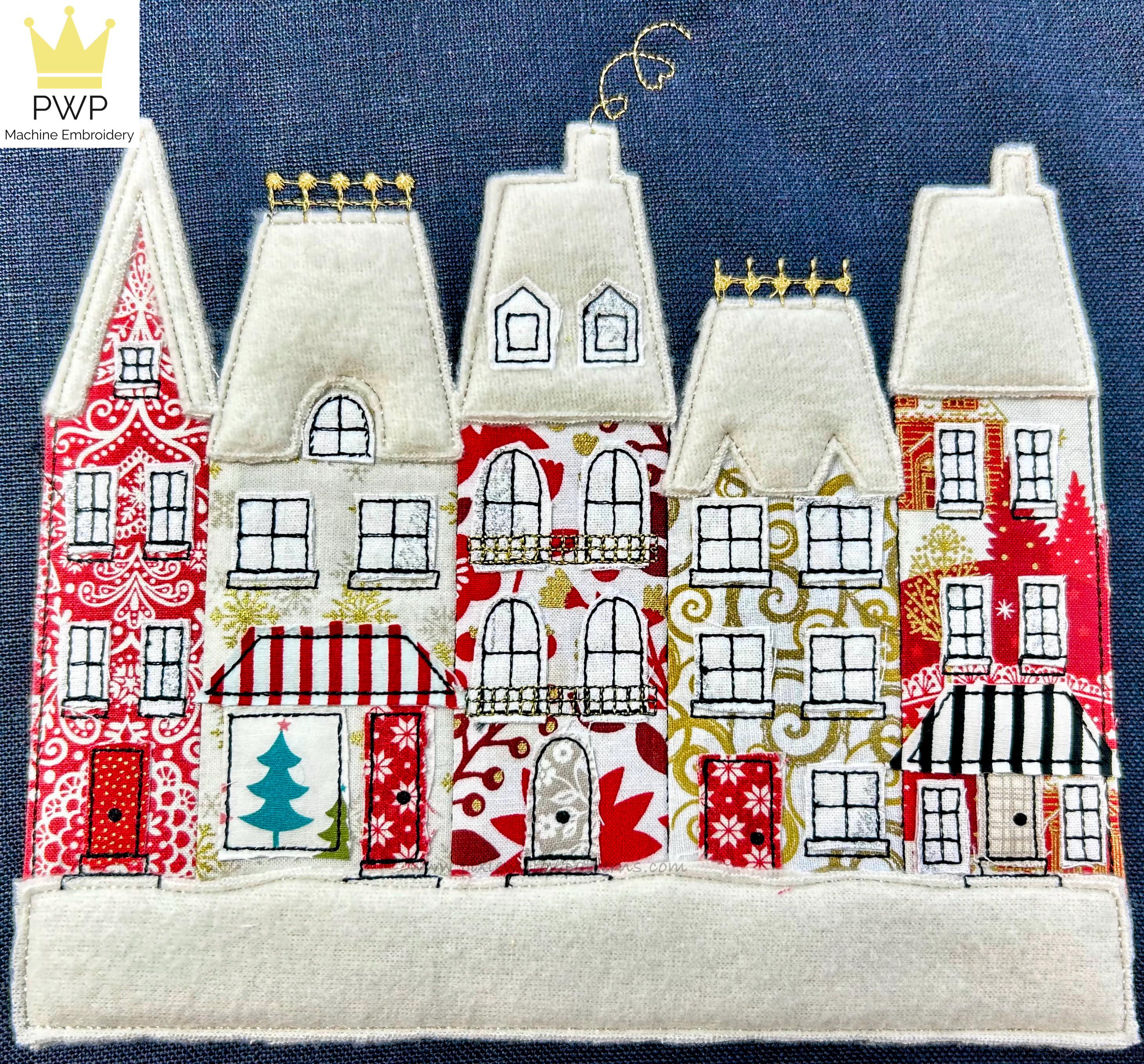 Snow Houses Scene. an Applique, Machine Embroidery Design for 8x8 Hoops ...