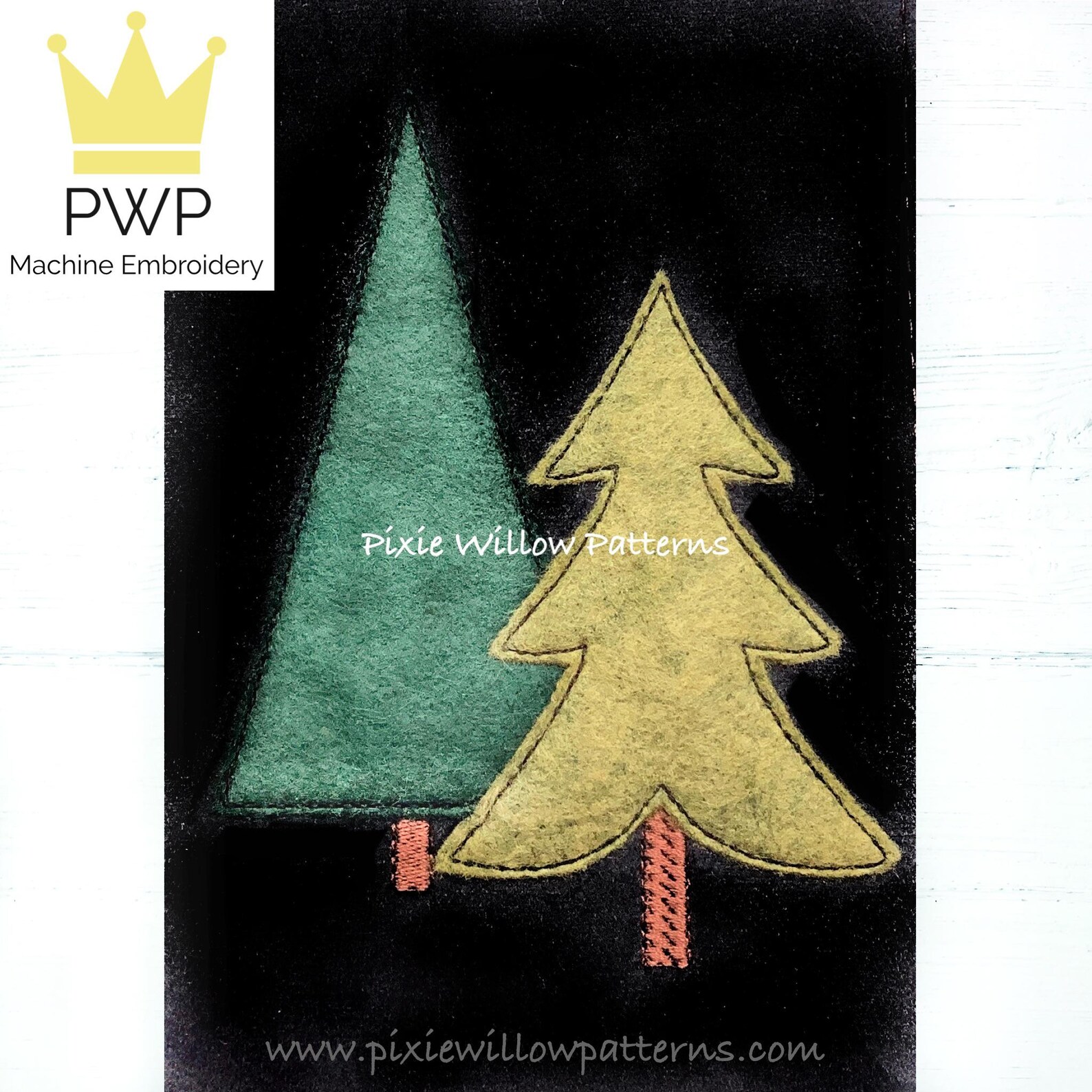 4x Woodland Trees Applique Design. Machine Embroidery Applique Patterns ...