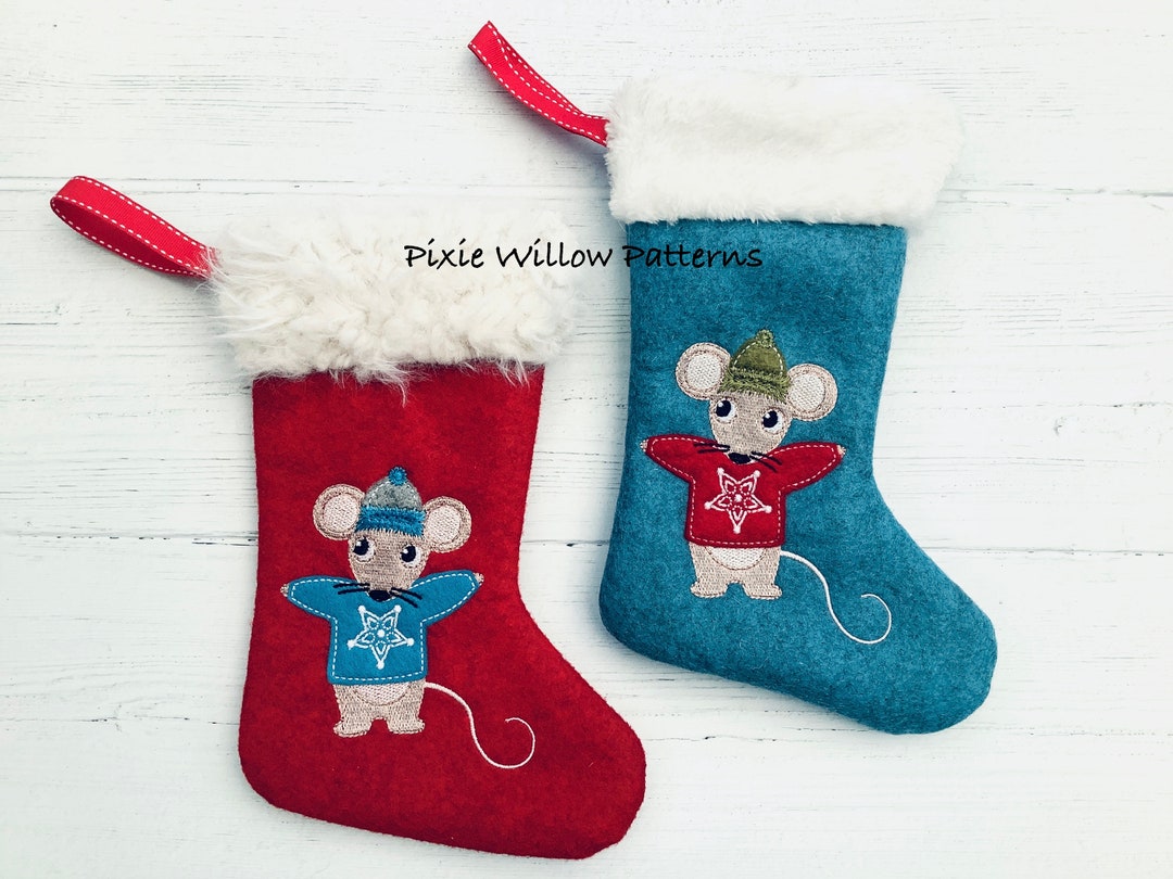 ITH Christmas Stocking With Mouse Applique for 6x10 and 8x12 Hoops ...