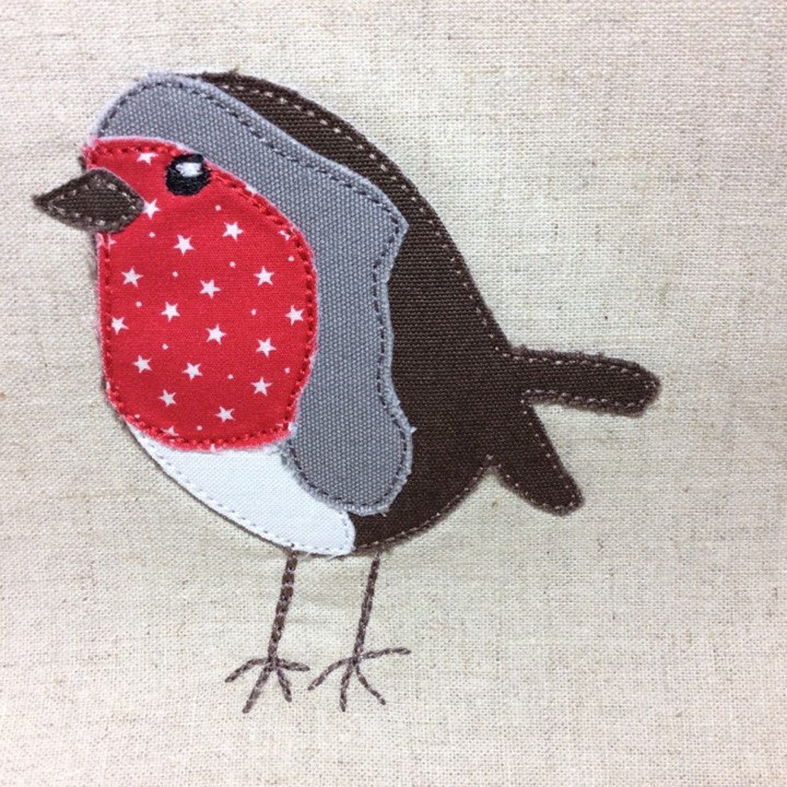 Raw Edge Applique Christmas Robin. 4x4. Looks Like Free Motion | Etsy UK