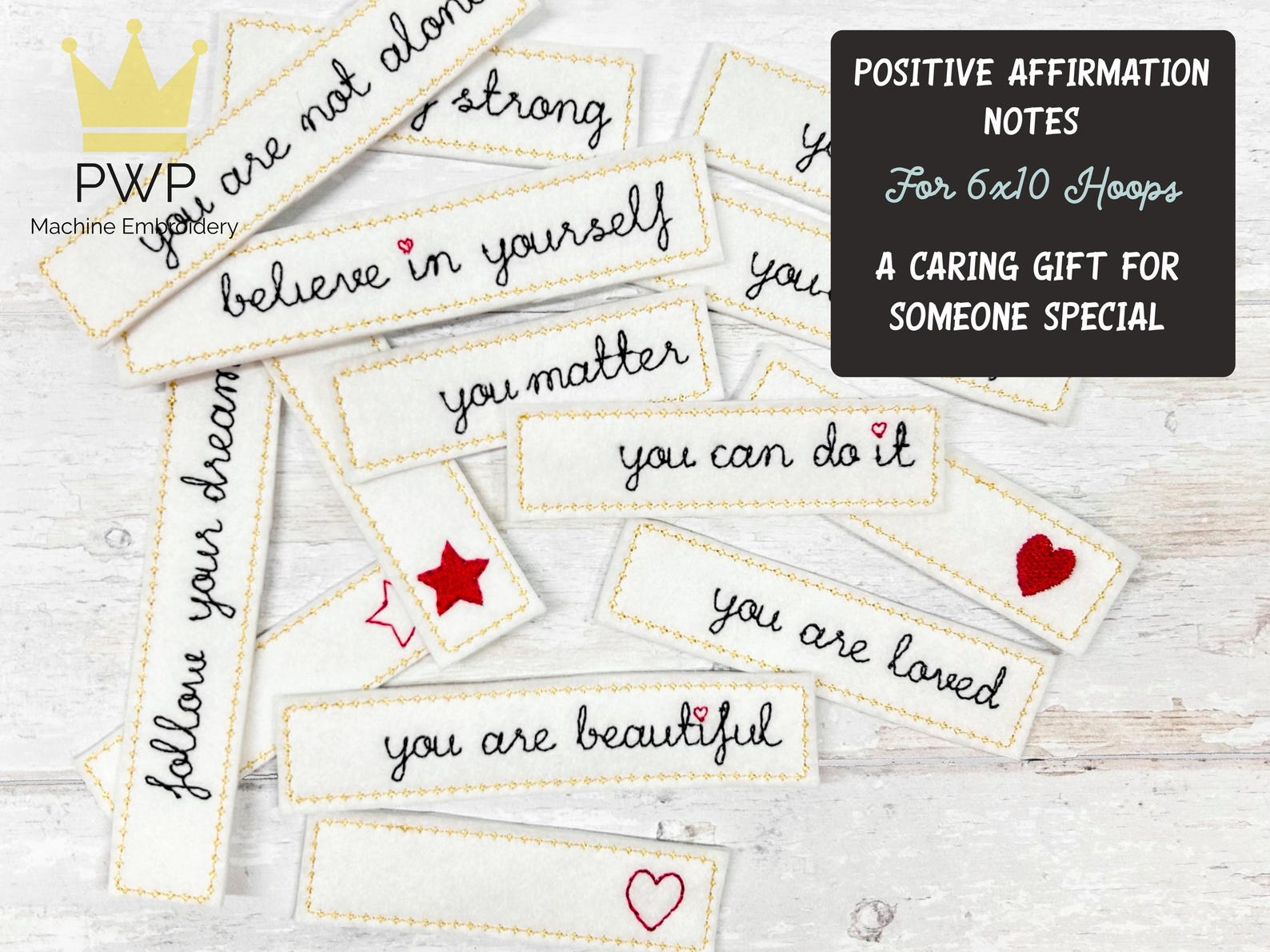 Positive Affirmations Notes. 16 Tags for 6x10 Hoops. Machine Embroidery ...