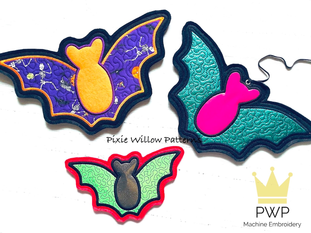 In the Hoop Bat Pattern. ITH Machine Embroidery Appliqué Halloween ...