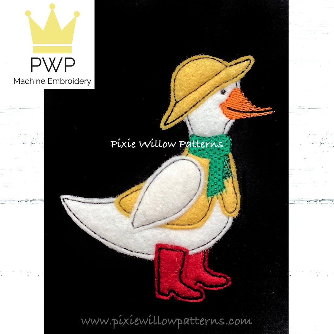 Duck Applique Design. Machine Embroidery Duck Applique Pattern for 5x7 ...