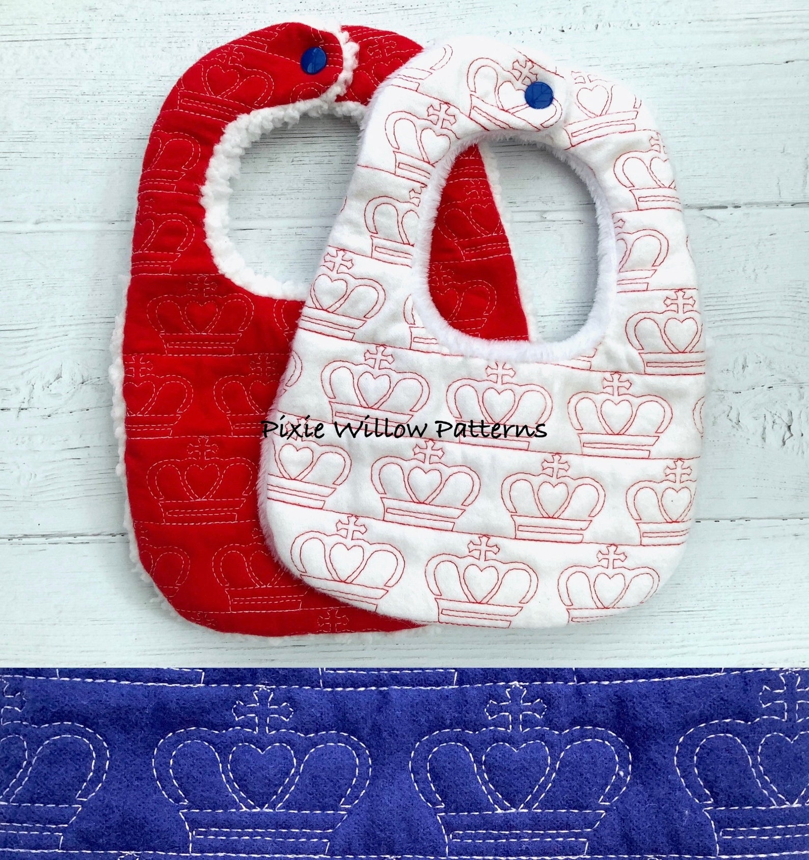 ITH Bib Pattern With Crown Quilting. in the Hoop Bib Design - Etsy