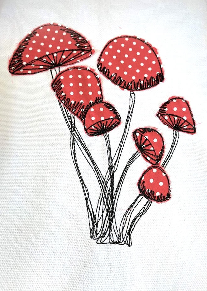 ITH UNIQUE Toadstool Raw-Edge Appliqué Machine Embroidery | Etsy