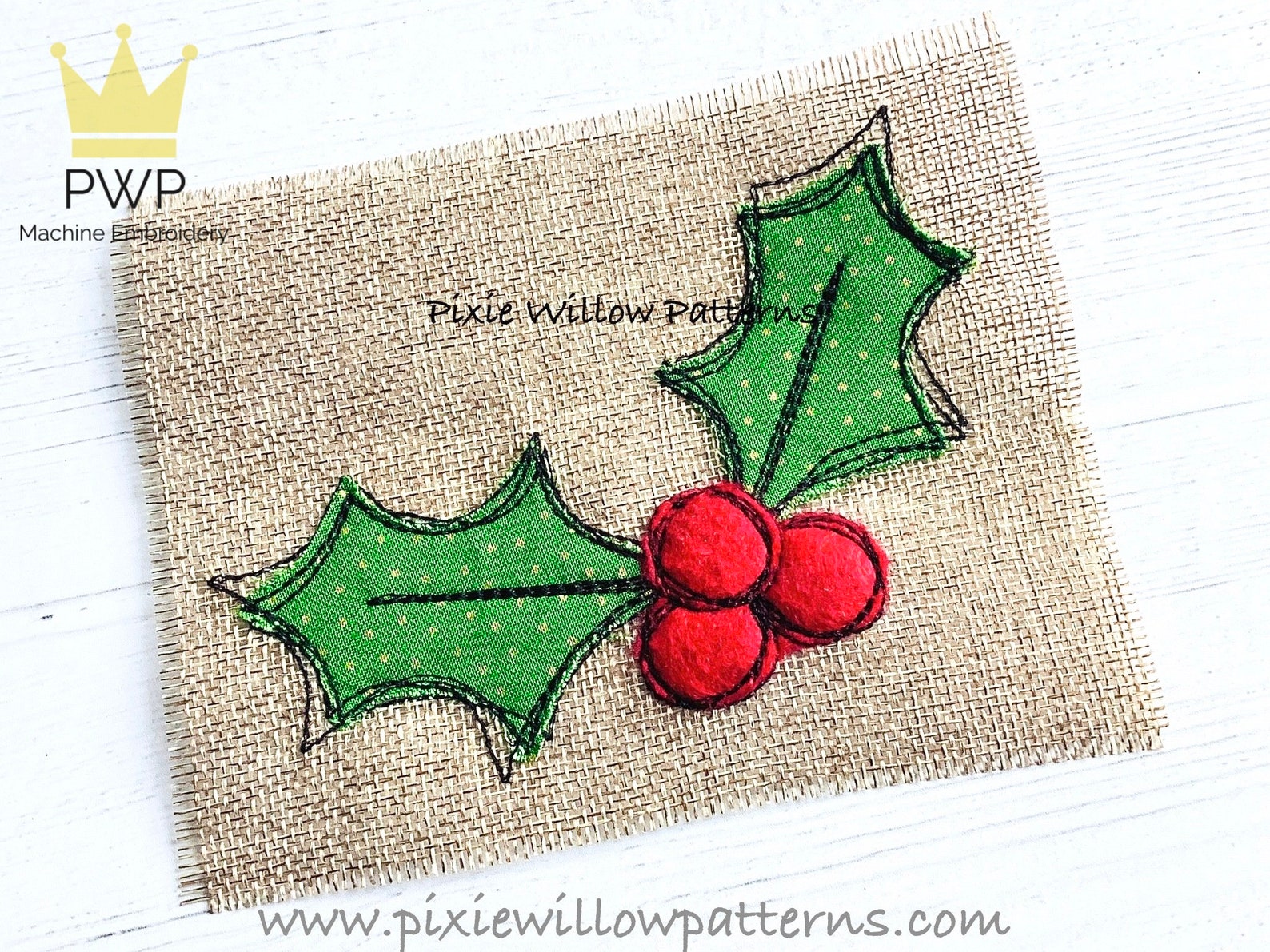 Holly Applique Pattern: Machine Embroidery Design for 5x7 Hoops - Etsy