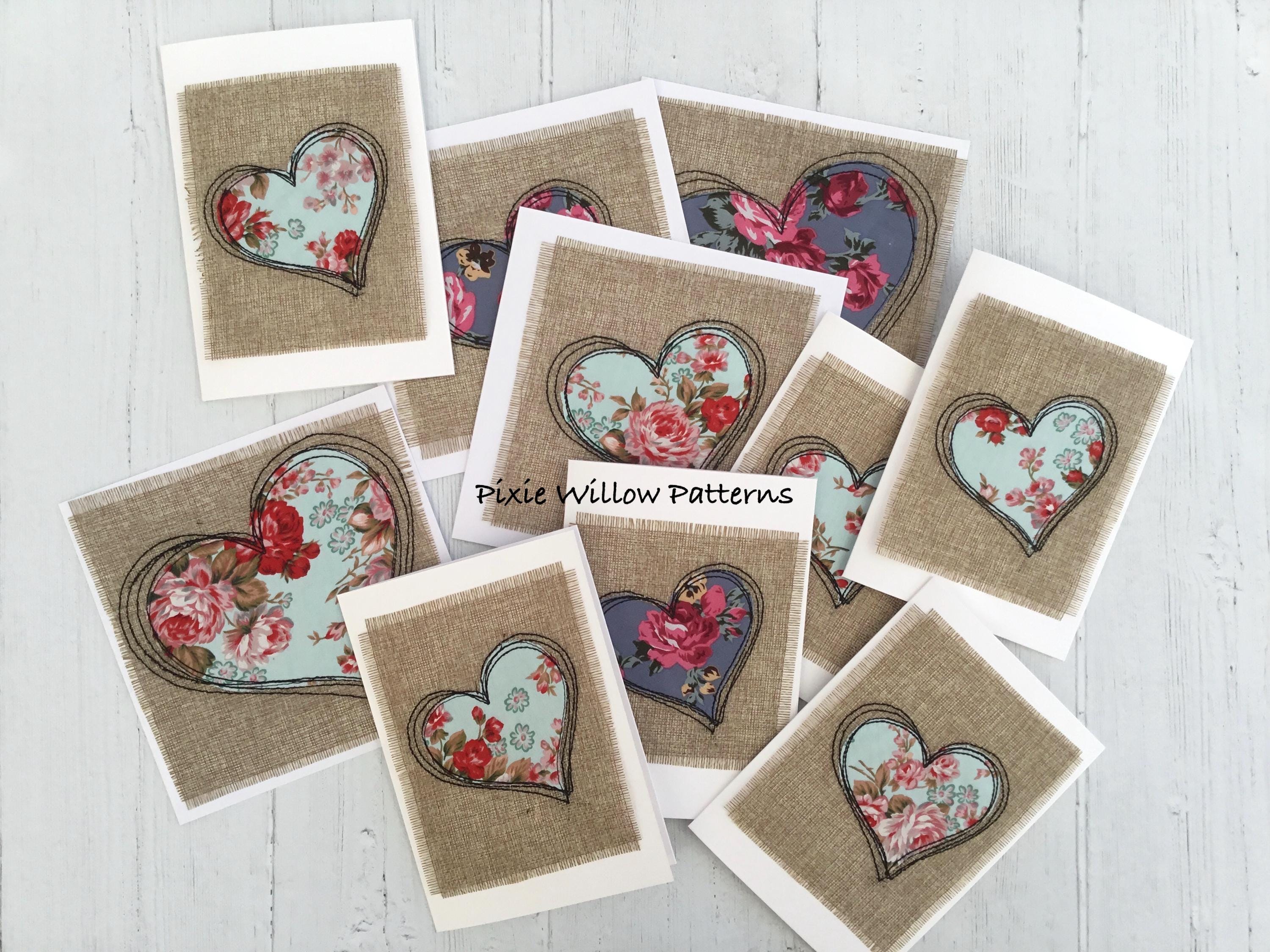 Heart Applique Raw Edge Applique Pattern. Machine Embroidery Design for ...