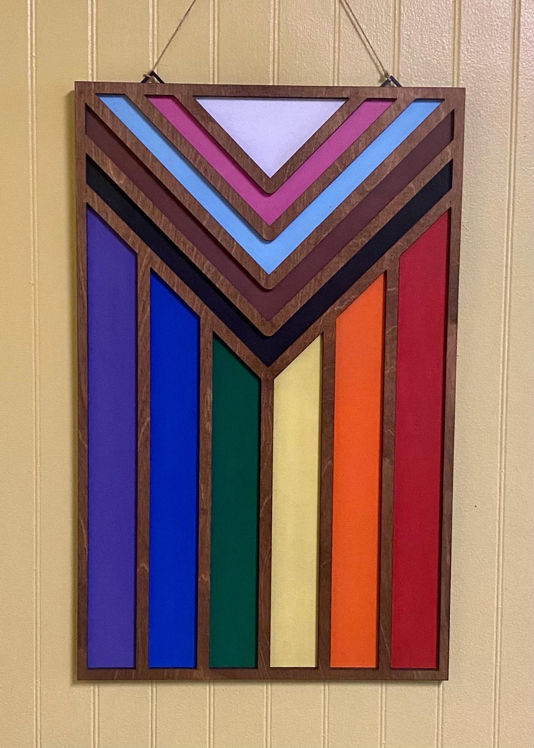 Hand Painted Wooden Pride Flag Wall Hanging All Inclusive Pride Flag ...
