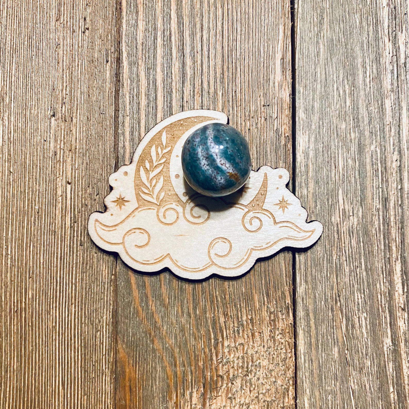 Crescent Moon With Cloud Sphere Holder - Etsy