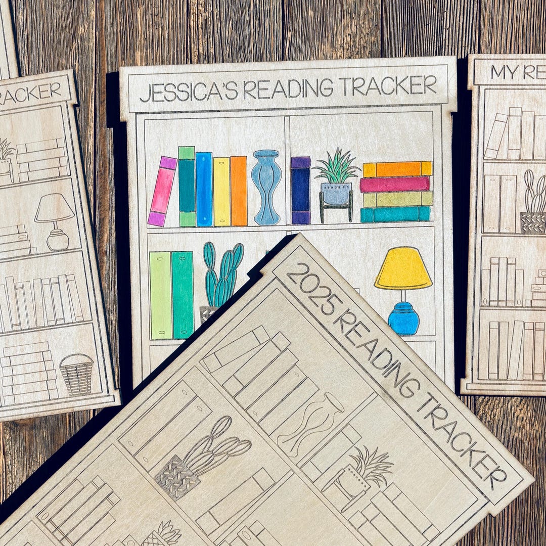 Wooden Reading Tracker | Coloring Bookshelf Tracker | Magnetic Reading ...