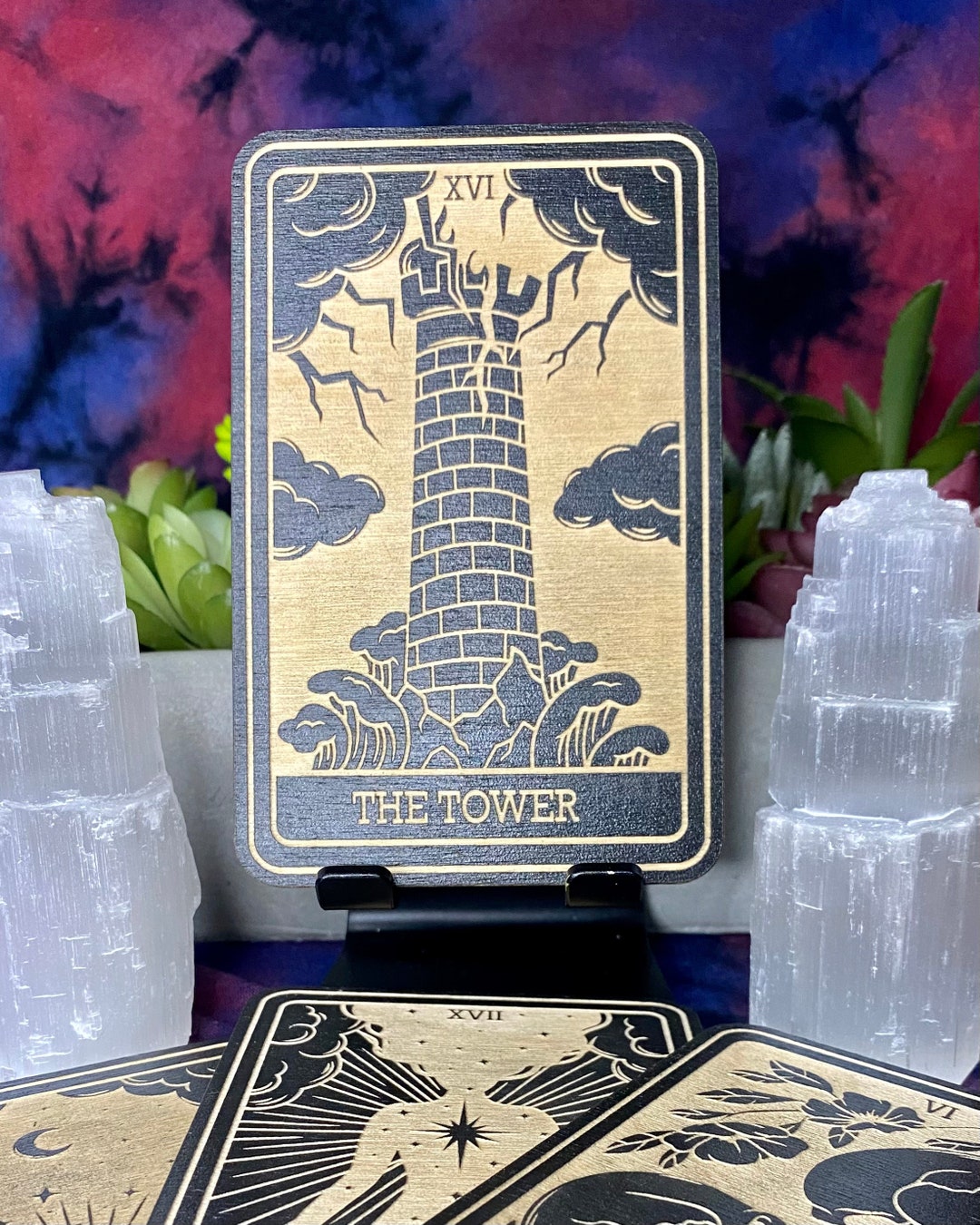 16 | the Tower Tarot Card | Major Arcana | Mystic Wooden Major Arcana ...