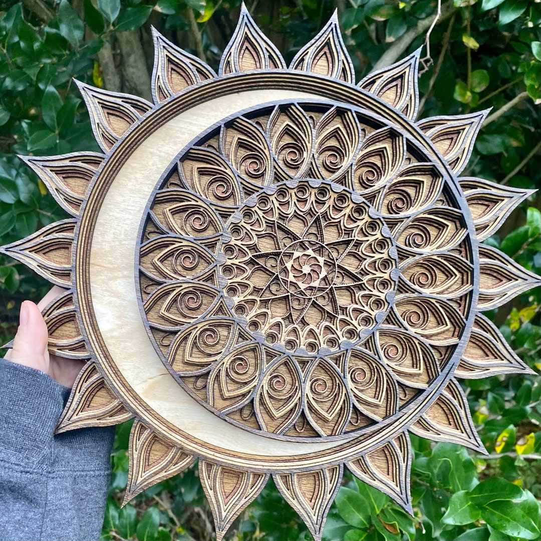 Multi-layered Laser Cut Wall Decor Wooden Sun and Moon Eclipse - Etsy