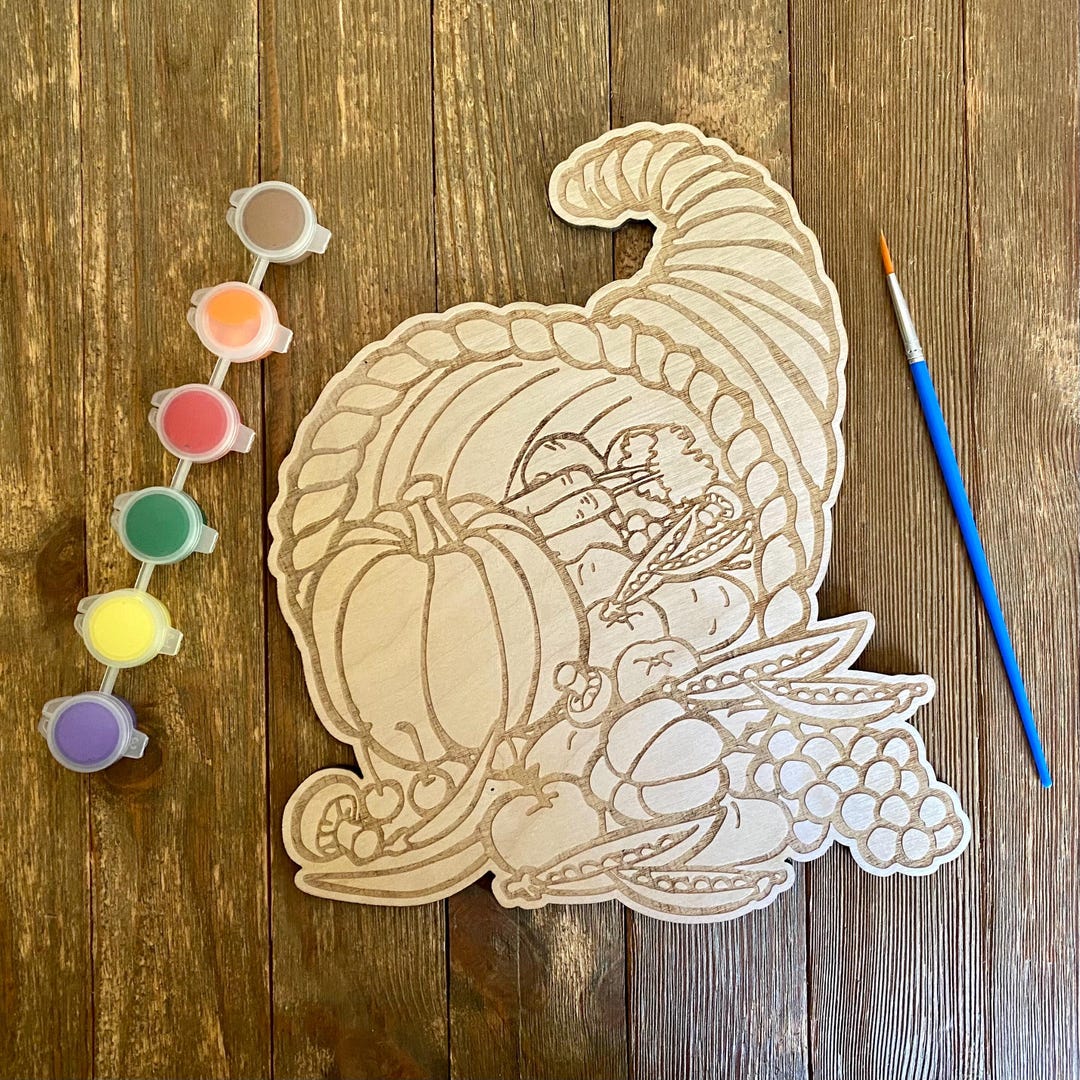 Cornucopia Paint Kit | Cornucopia Wreath Wood Cutout | Fall Wood Decor ...