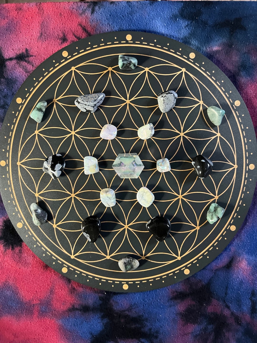 Flower of Life Crystal Grid (black) - Etsy