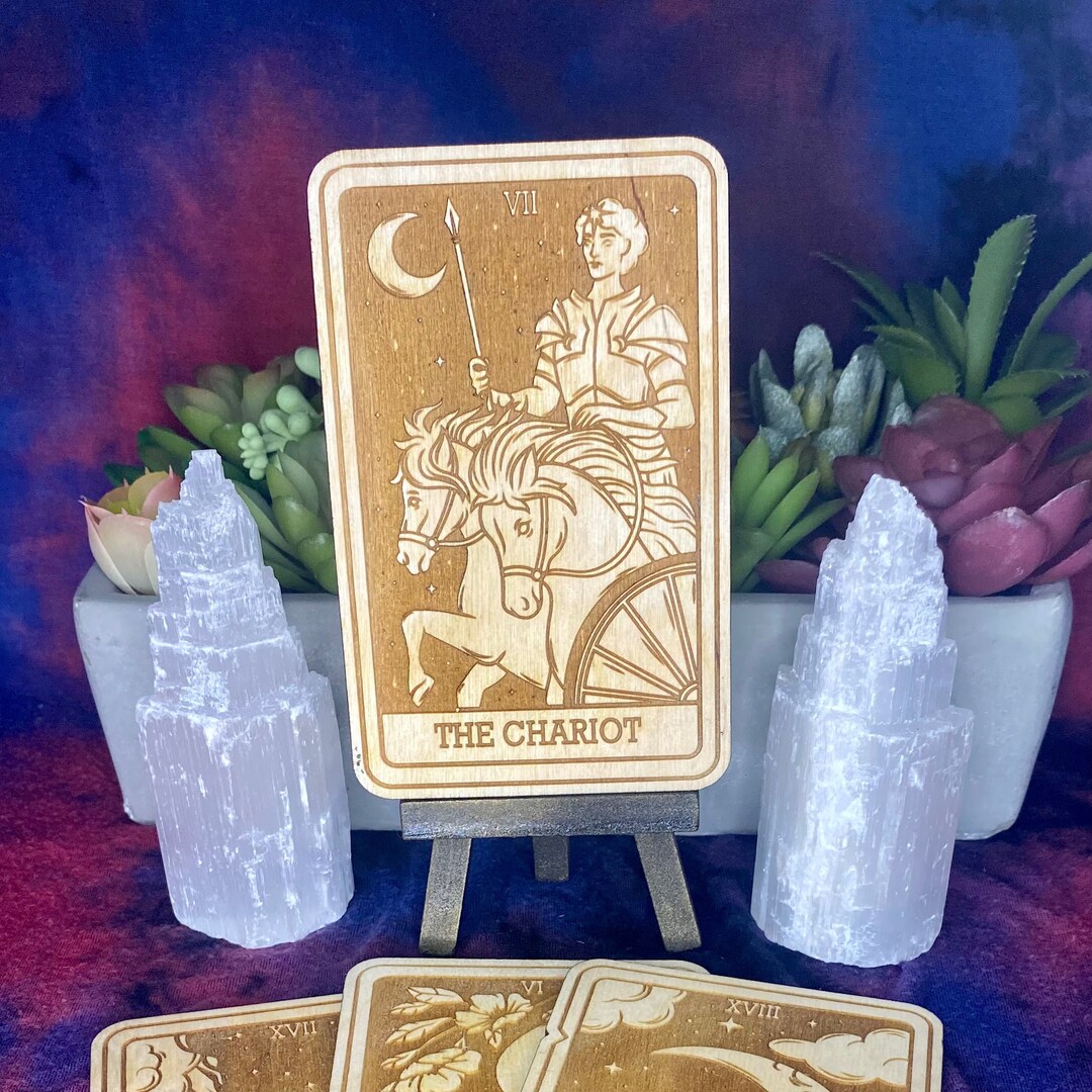 7 | the Chariot Tarot Card | Major Arcana | Mystic Wooden Major Arcana ...