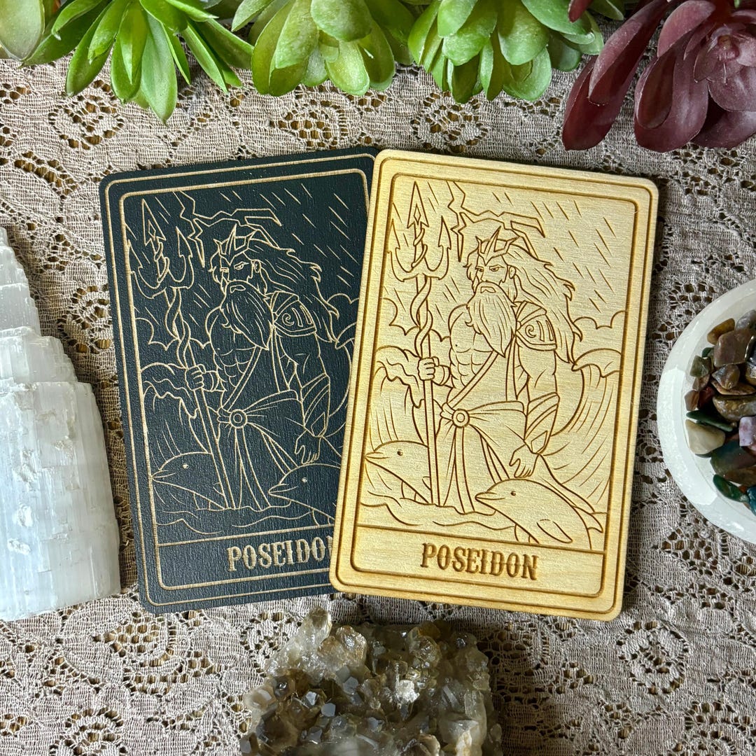 Poseidon Deity Card | Altar Decor | Deity Wall Art | Tarot Themed Shelf ...