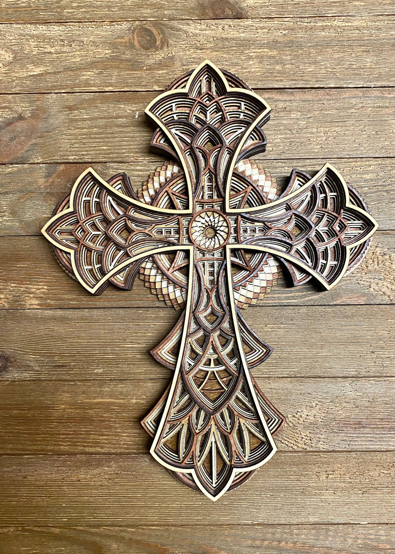 Multi-layered Laser Cut Wall Decor Wooden Cross - Etsy
