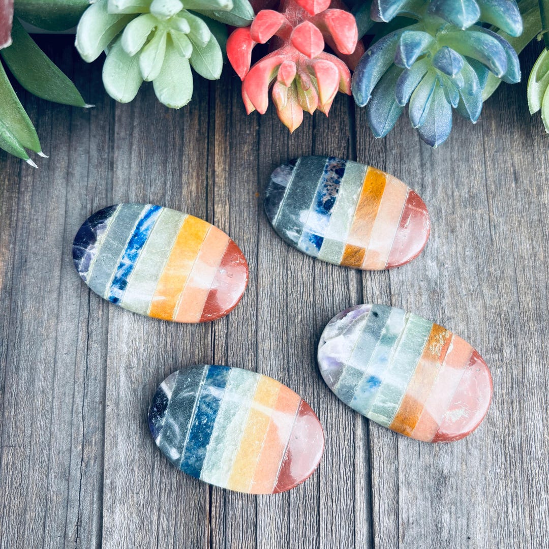 Seven Chakra Pocket Stone | Hand Polish Chakra Palm Stone | Chakra ...