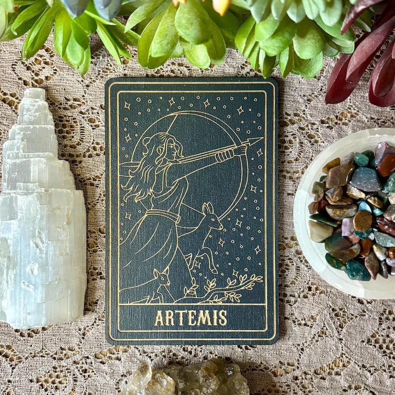 Artemis Deity Card | Altar Decor | Deity Wall Art | Tarot Themed Shelf ...