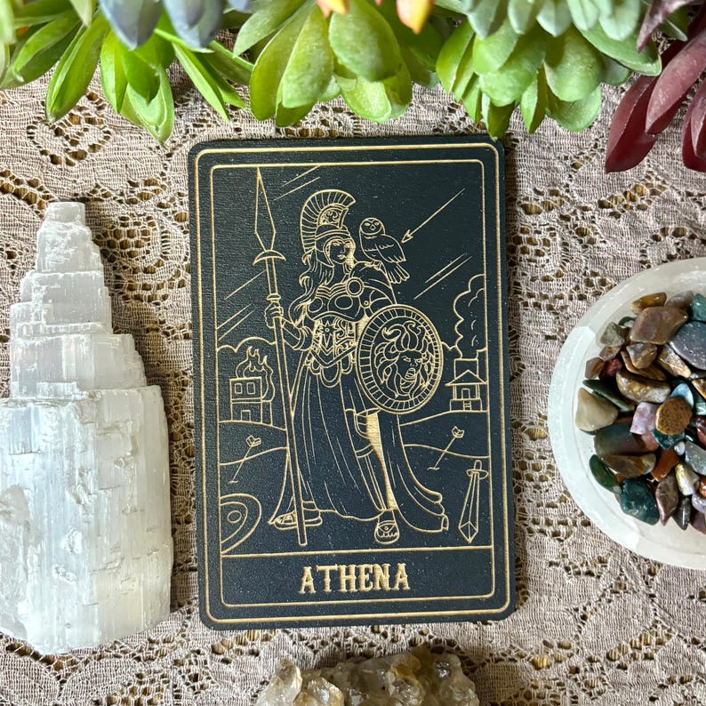 Athena Deity Card | Altar Decor | Deity Wall Art | Tarot Themed Shelf ...