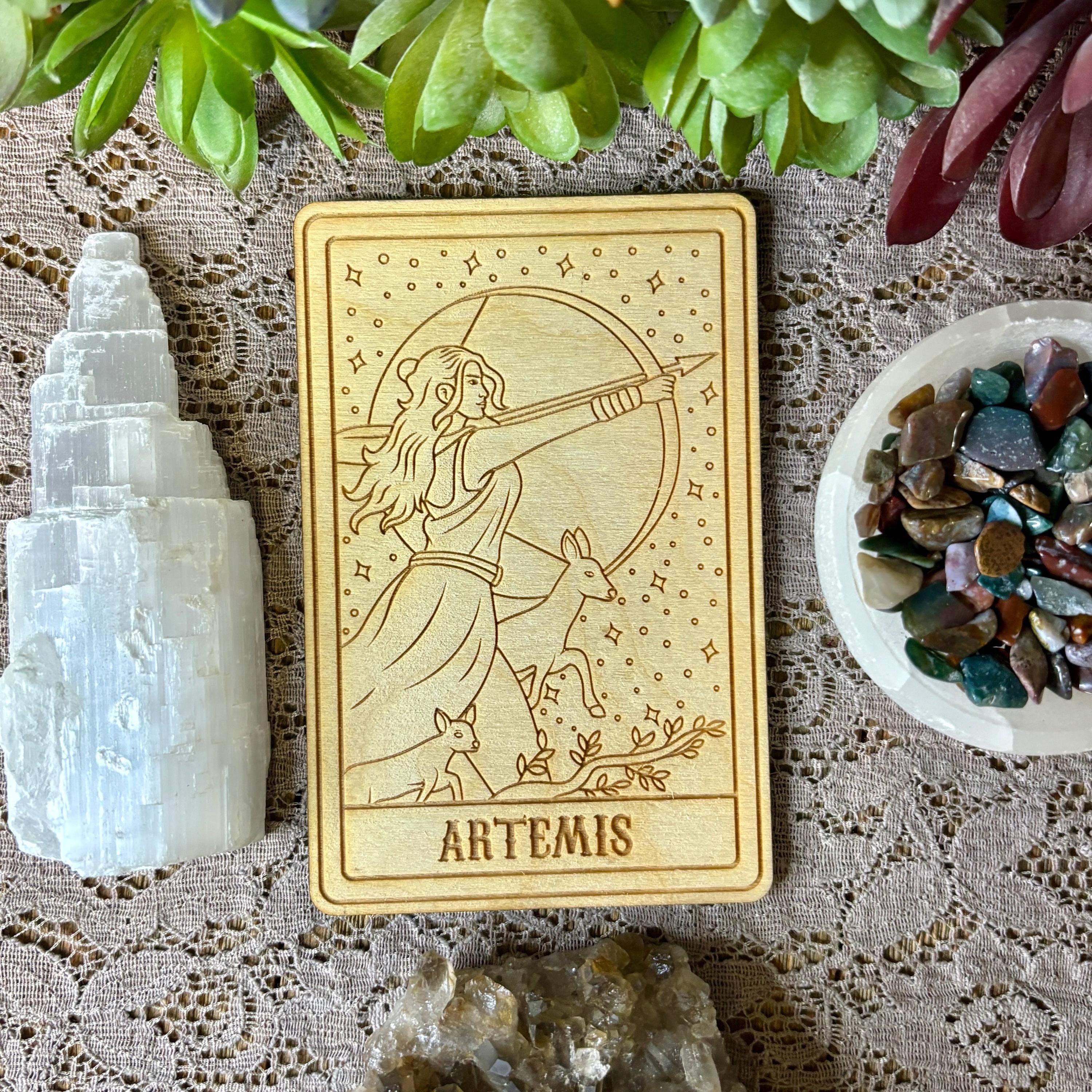 Artemis Deity Card | Altar Decor | Deity Wall Art | Tarot Themed Shelf ...