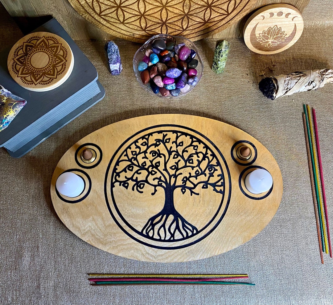 Tree of Life Dual Wooden Incense Burner and Candle Holder - Etsy