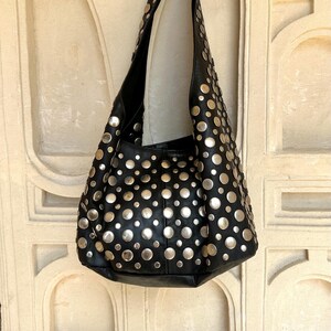 Women Studded Black Leather Shoulder Bags, Stud Bag - Etsy