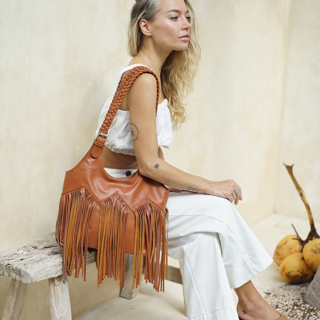 Brown Leather Fringe Purse, Western Fringe Bag - Etsy