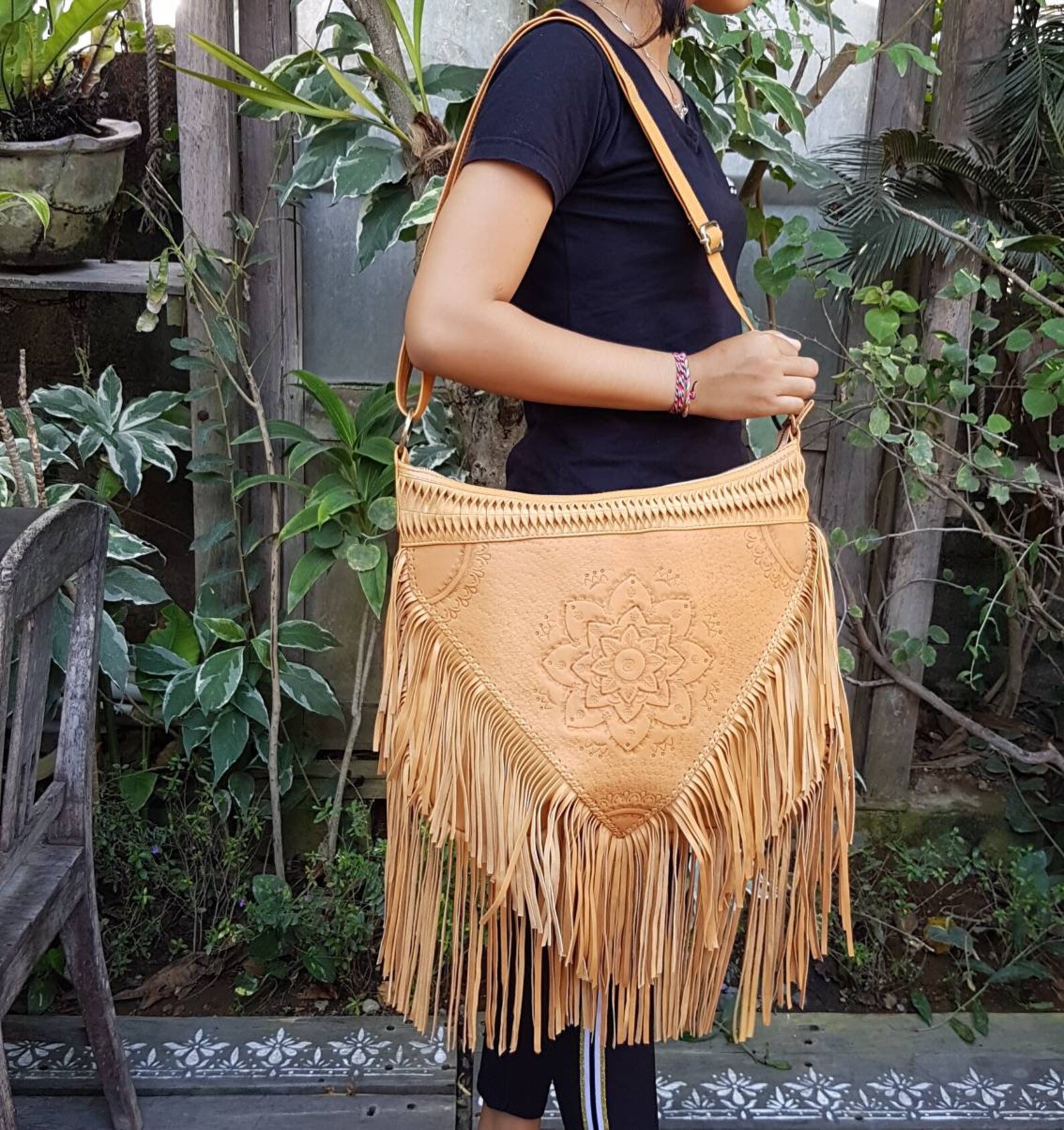 Bohemian Fringe Purse Leather Tooled Crossbody Bag Western | Etsy