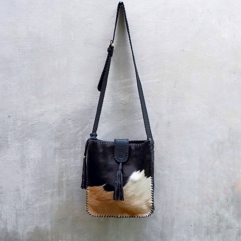 Leather Cowhide Crossbody Bag Hair on Hide Purse - Etsy